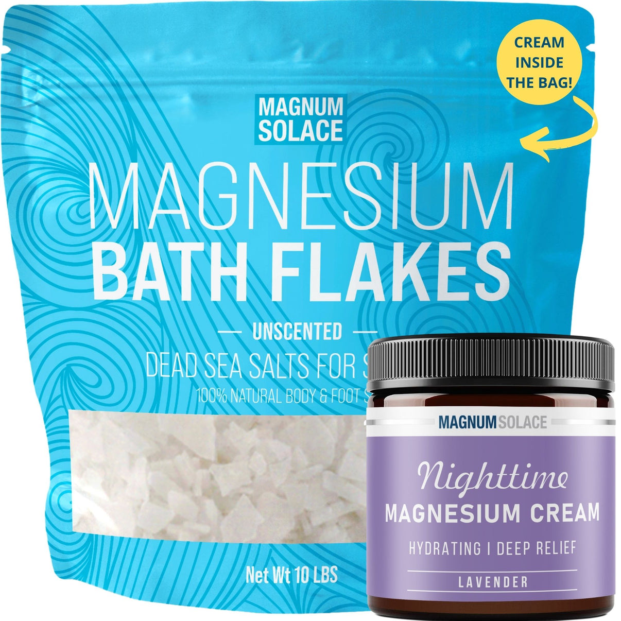 Magnesium Bath Flakes & Nighttime Magnesium Cream: Bundle – Magnum Solace